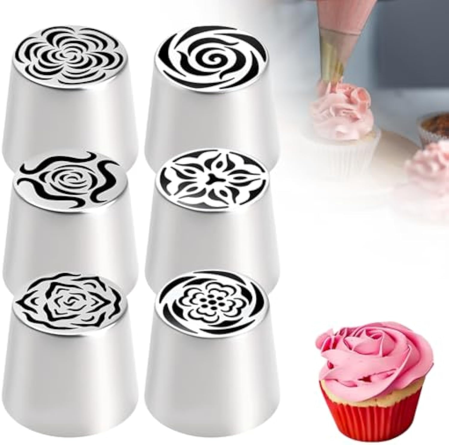 3/6pcs Extra Large Russian Piping Flower Nozzles, Stainless Steel Rose ...