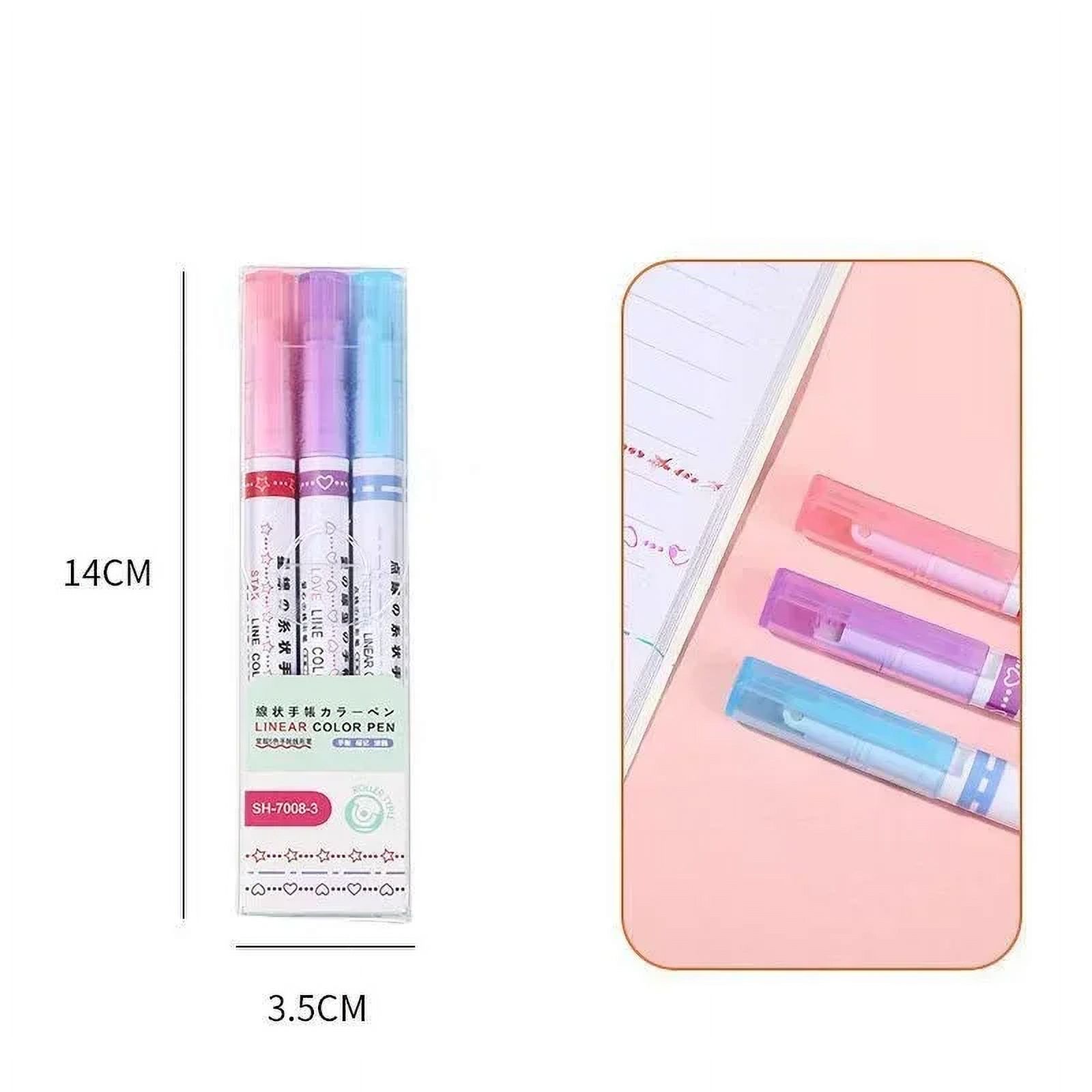 3/6pcs Highlighter Marker Pens Colorful Line Shaped Roller Tip Curve ...