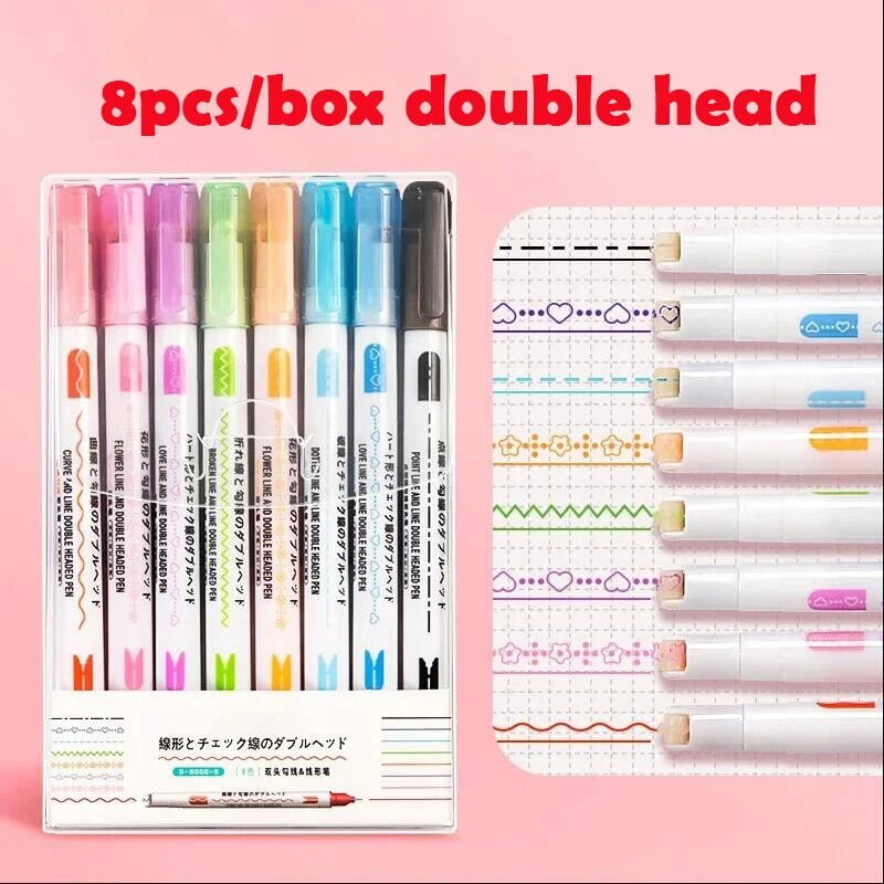 3/6pcs Highlighter Marker Pens Colorful Line Shaped Roller Tip Curve ...