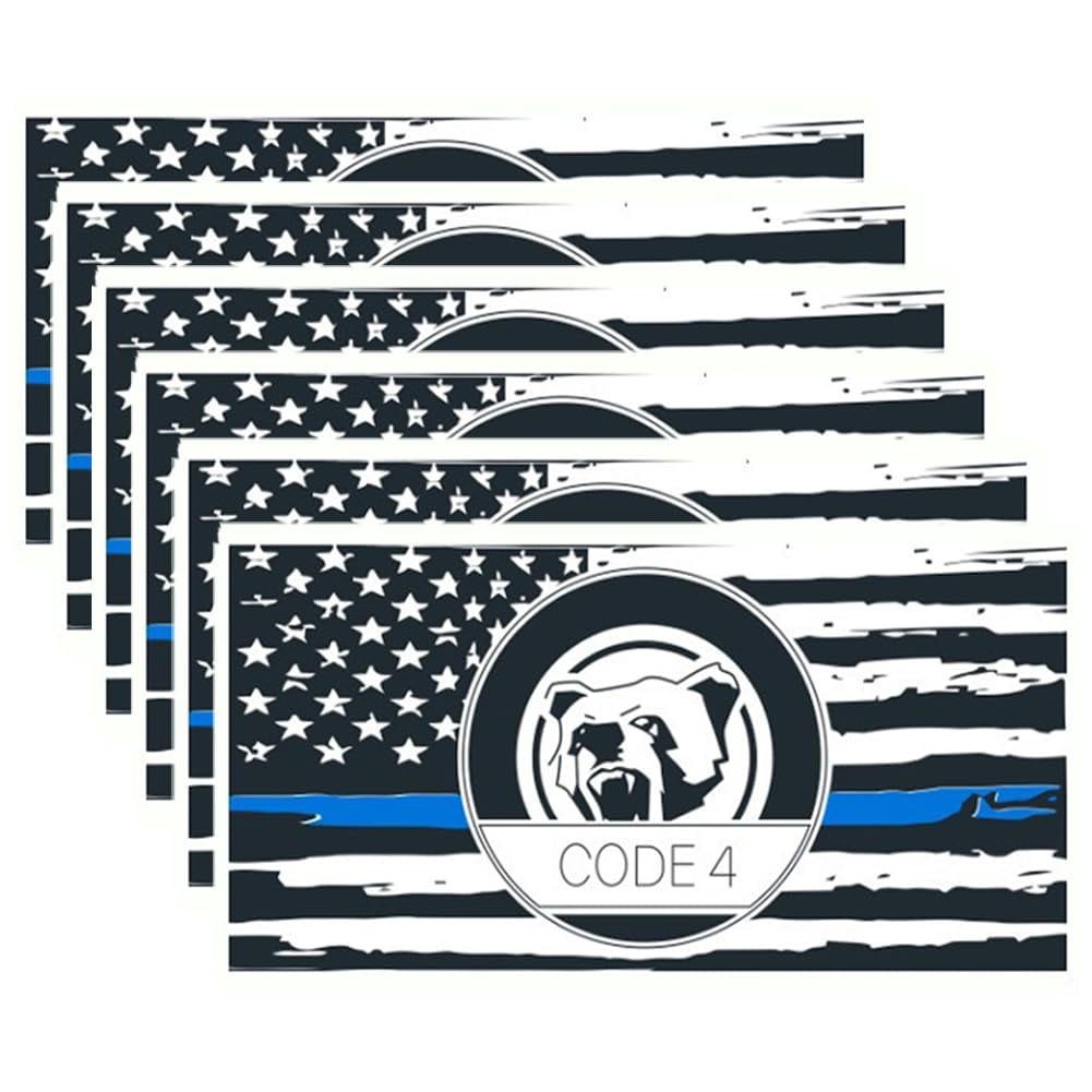 3/6pcsThin Blue Line Sticker, Code-4 Sticker Police, Blue Line US Flag ...
