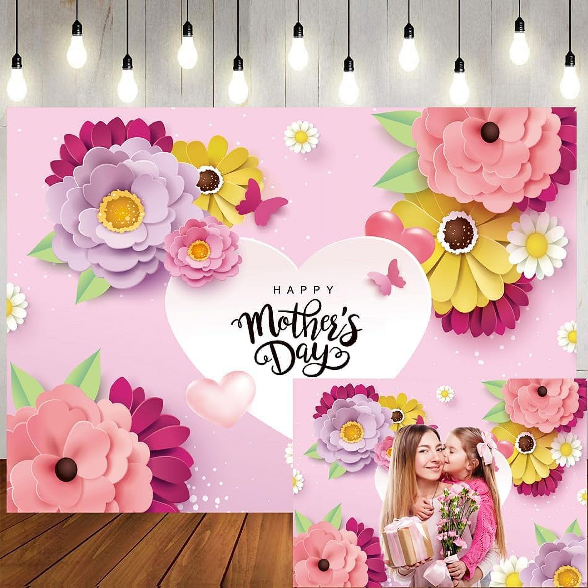 3.6x5.9Ft Happy Mother's Day Photography Backdrop Mother's Day Love ...