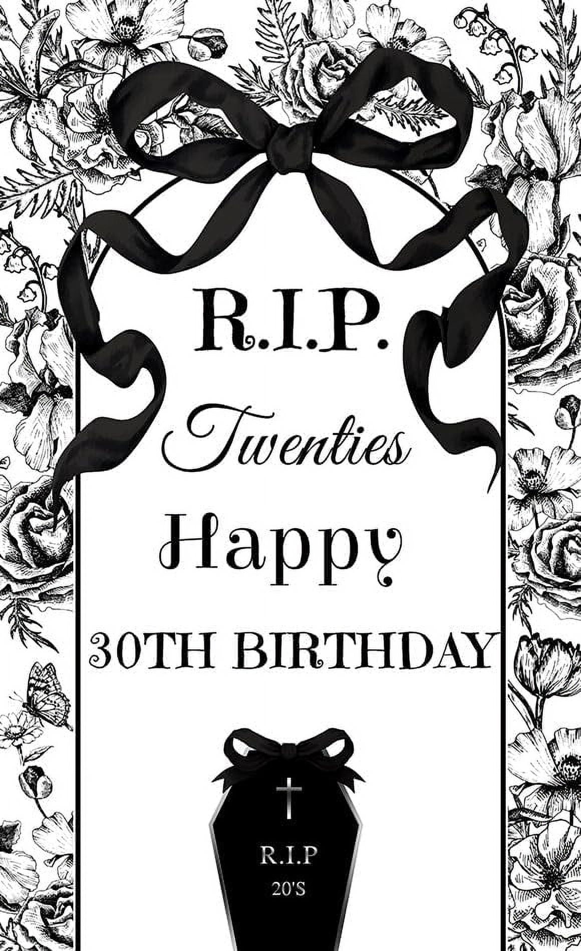 3.6x6ft Black Bow Rip to My 20s Happy Birthday Backdrop Coquette Party ...