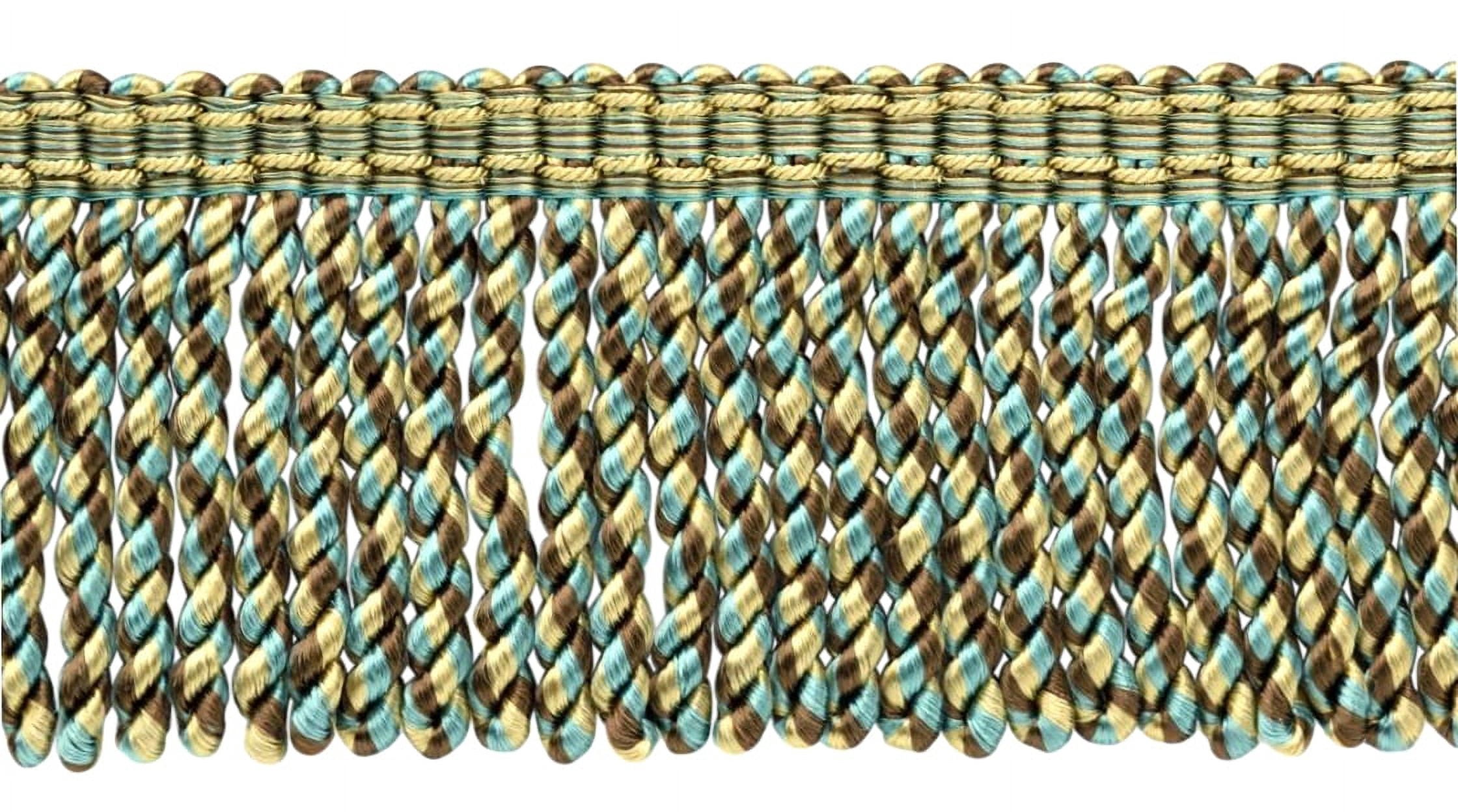 3" (7.5cm) Bullion Fringe Trim with Fancy Woven Gimp Header # BFMLT3WVN ...