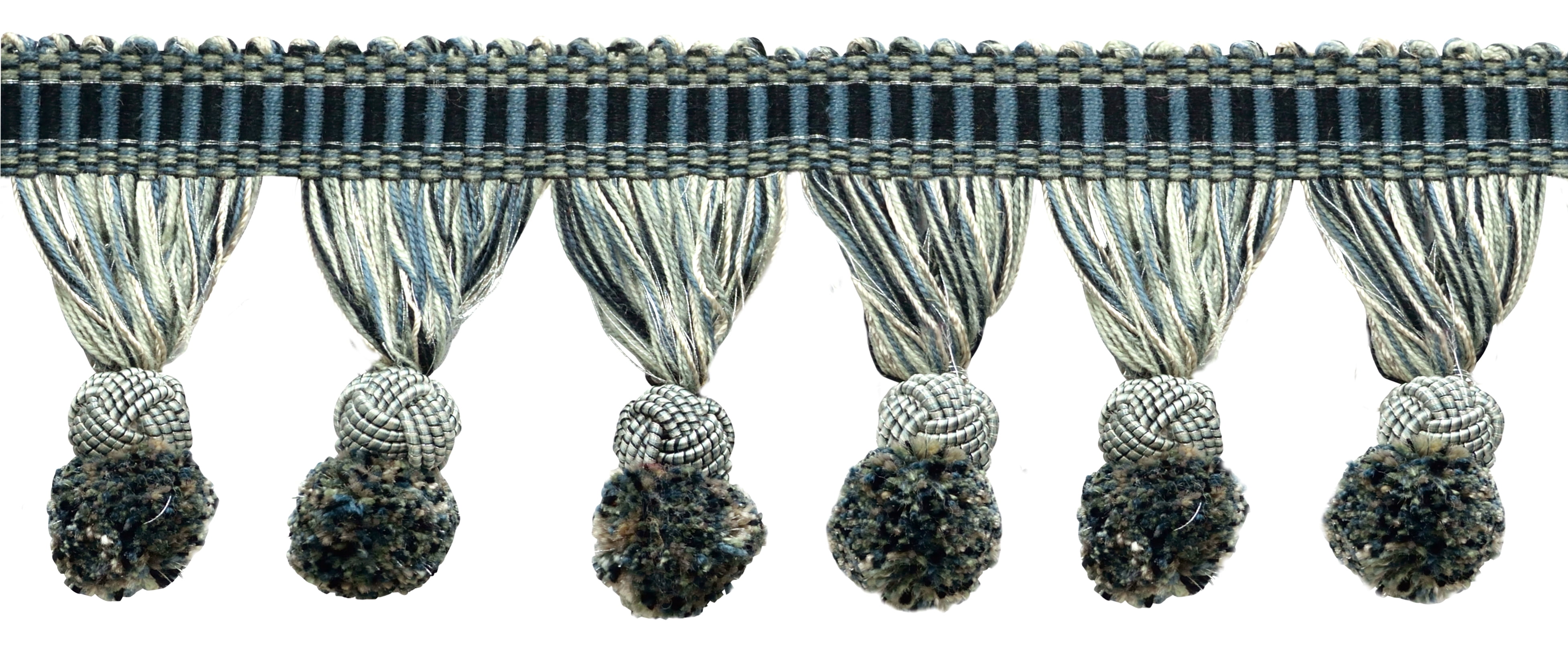 3" (7.5cm) Marrakesh Collection Pompom Tassel Fringe Trim with Fancy ...