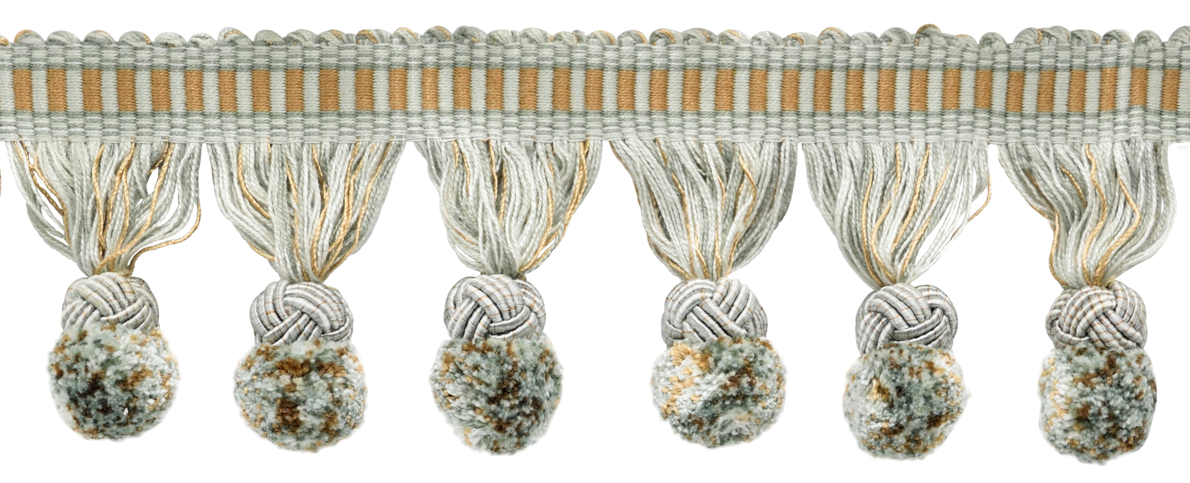 3" (7.5cm) Marrakesh Collection Pompom Tassel Fringe Trim with Fancy ...