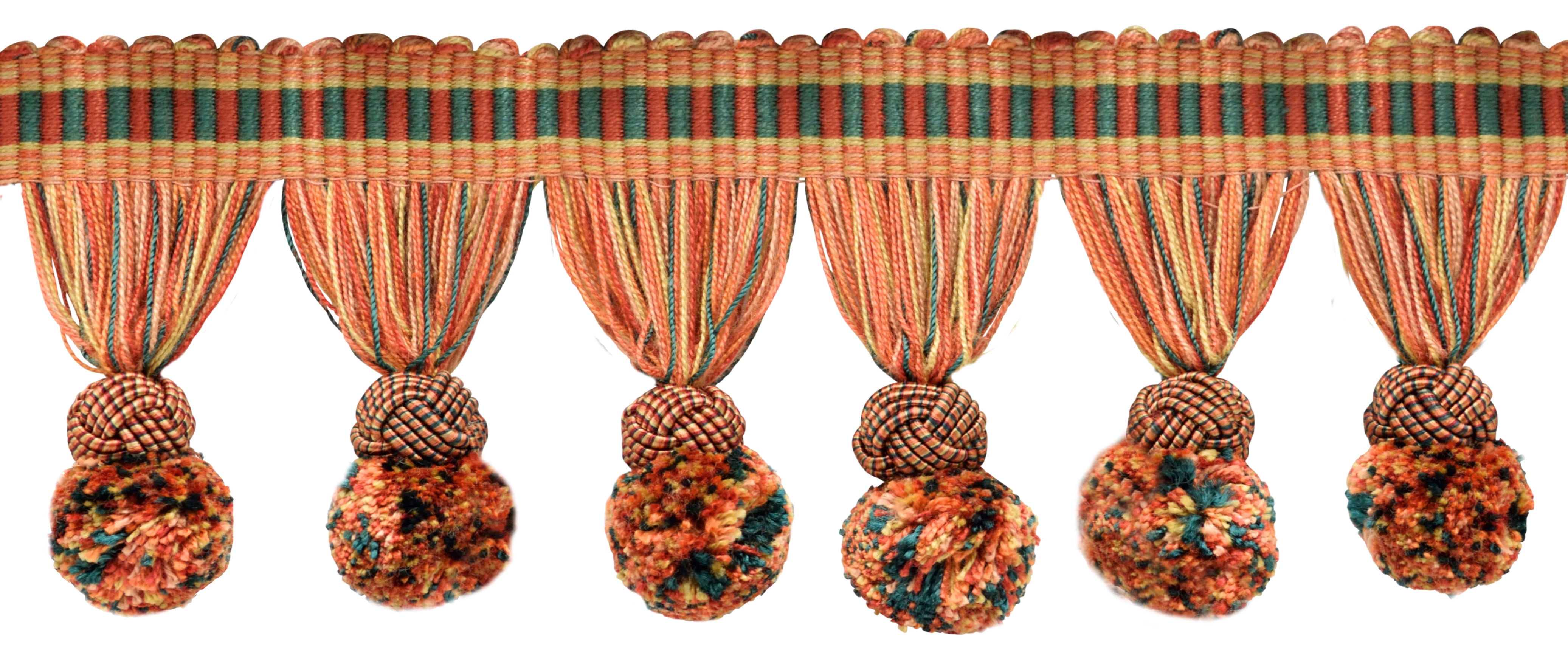 3" (7.5cm) Marrakesh Collection Pompom Tassel Fringe Trim with Fancy ...