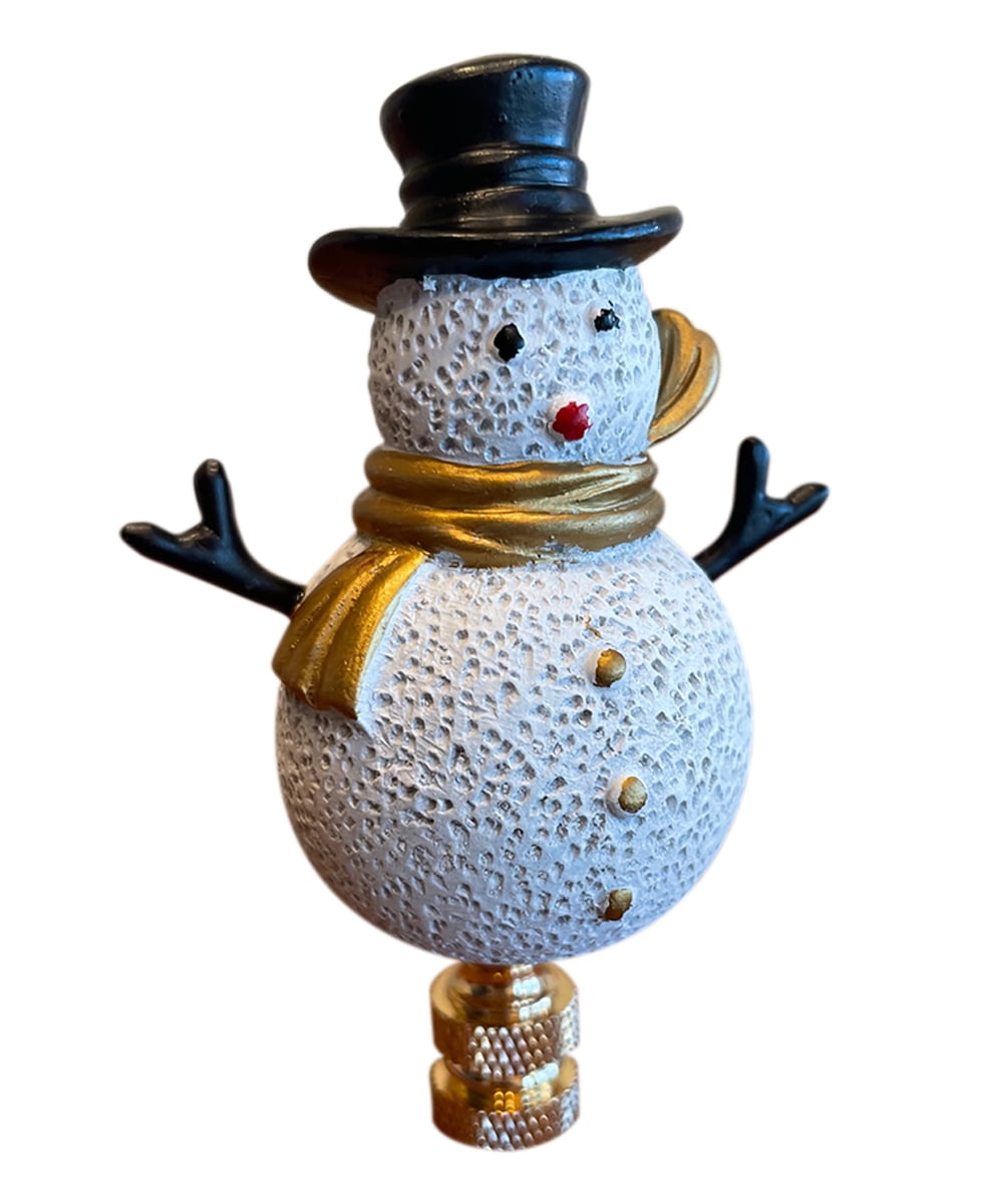 3.7"H Silver and Gold Christmas Snowman Polished Brass Base Lamp Finial ...