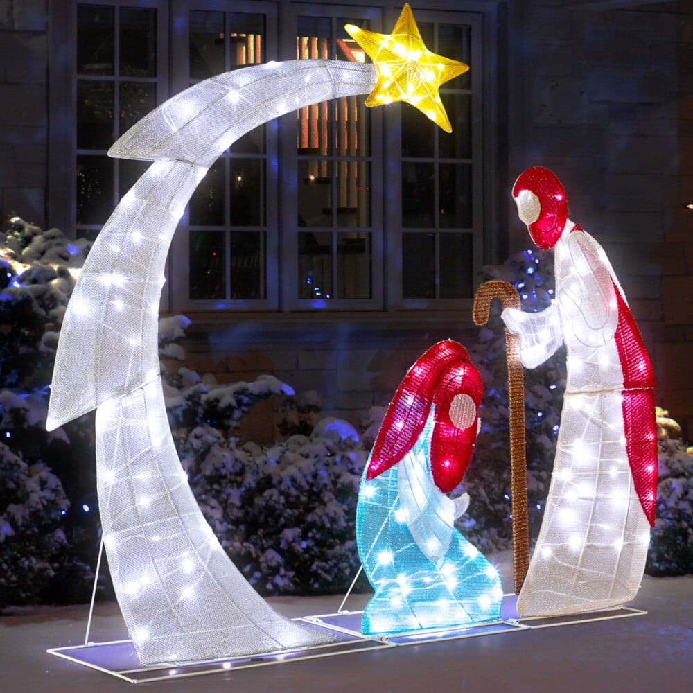 3.7'' Lighted 2D Nativity Scene Outdoor Christmas Decorations, with 170 ...