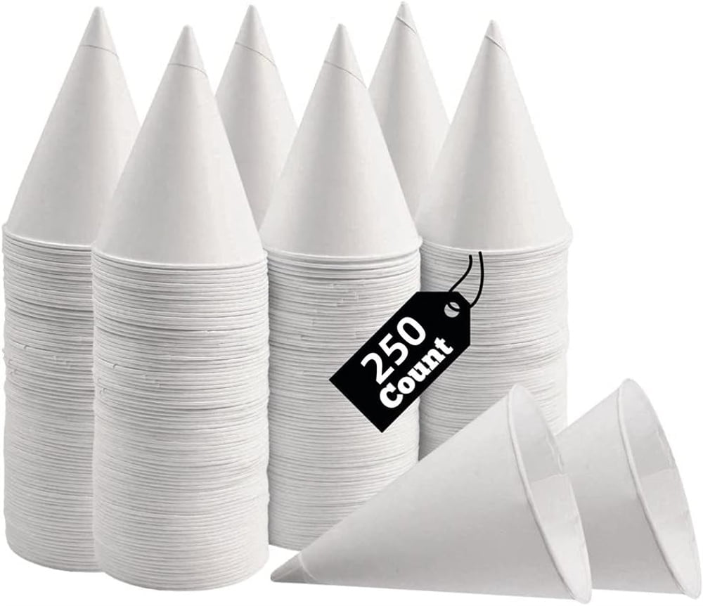 3.7 Oz White Paper Cone Cups,Snow Cone Cups for Ice Cream & Shaved Ice ...