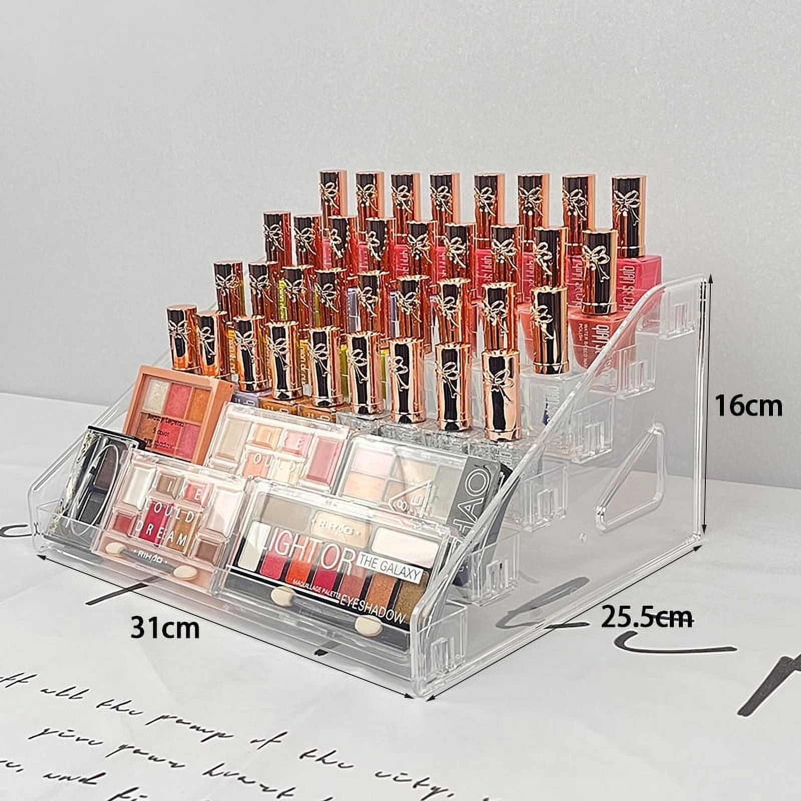 3-7 Tiers Clear Display Stand Nail Polish Cosmetic Showcase Eyeshadow ...