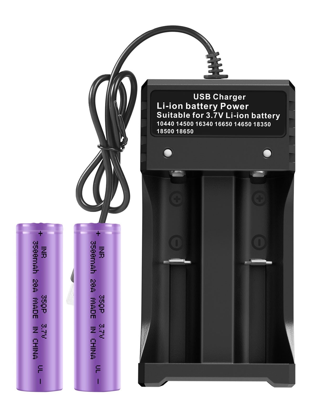 3.7 Volt Rechargeable Battery 3000mAh Battery Charger Combo 2 Pack ...