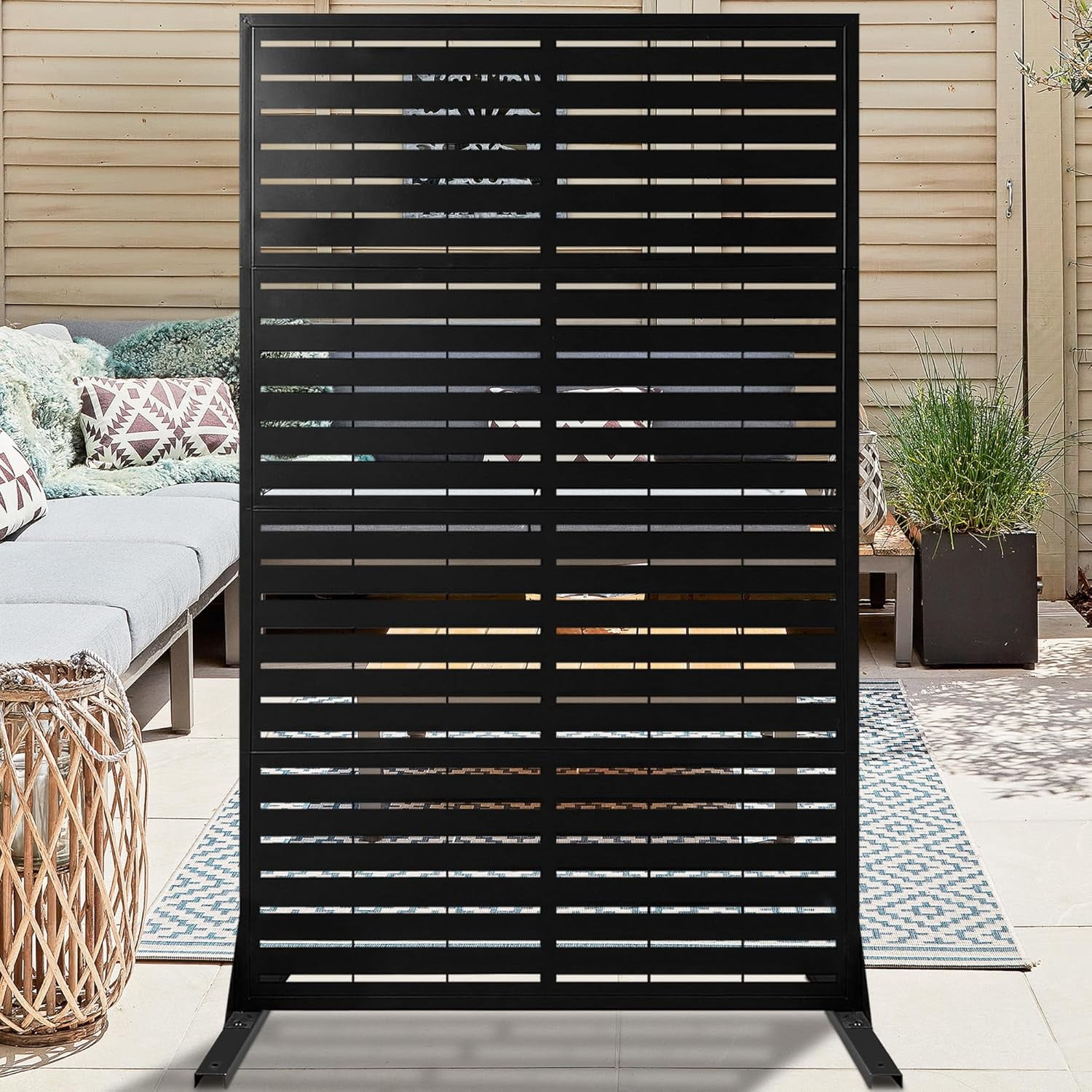 3.7 X 6 FT Metal Privacy Screen Outdoor, Decorative Fence Screen for ...