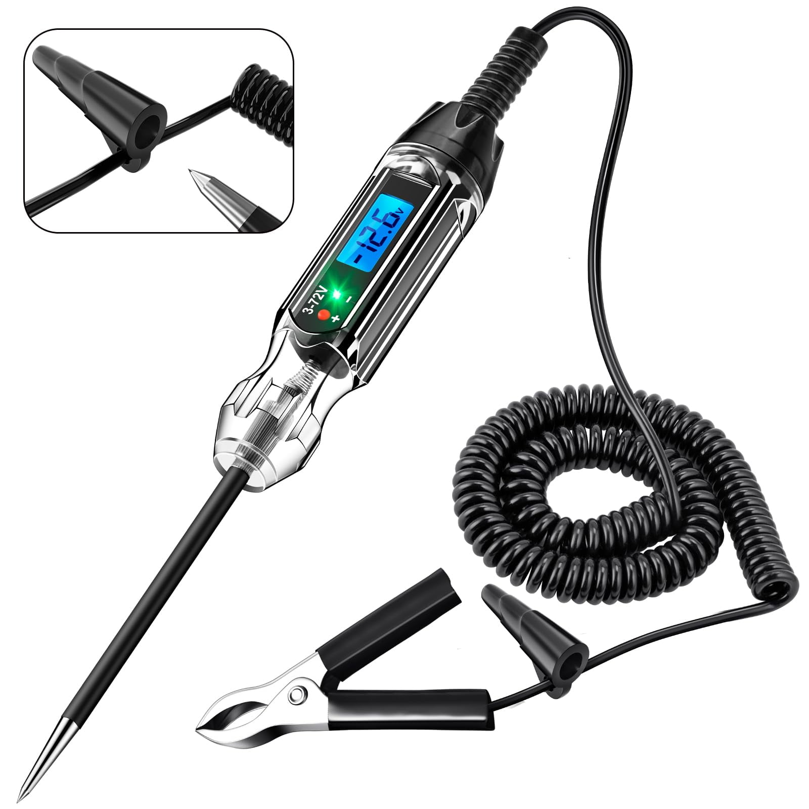 3-72V Backlit Digital LCD Circuit Tester, Automotive Test Light with ...