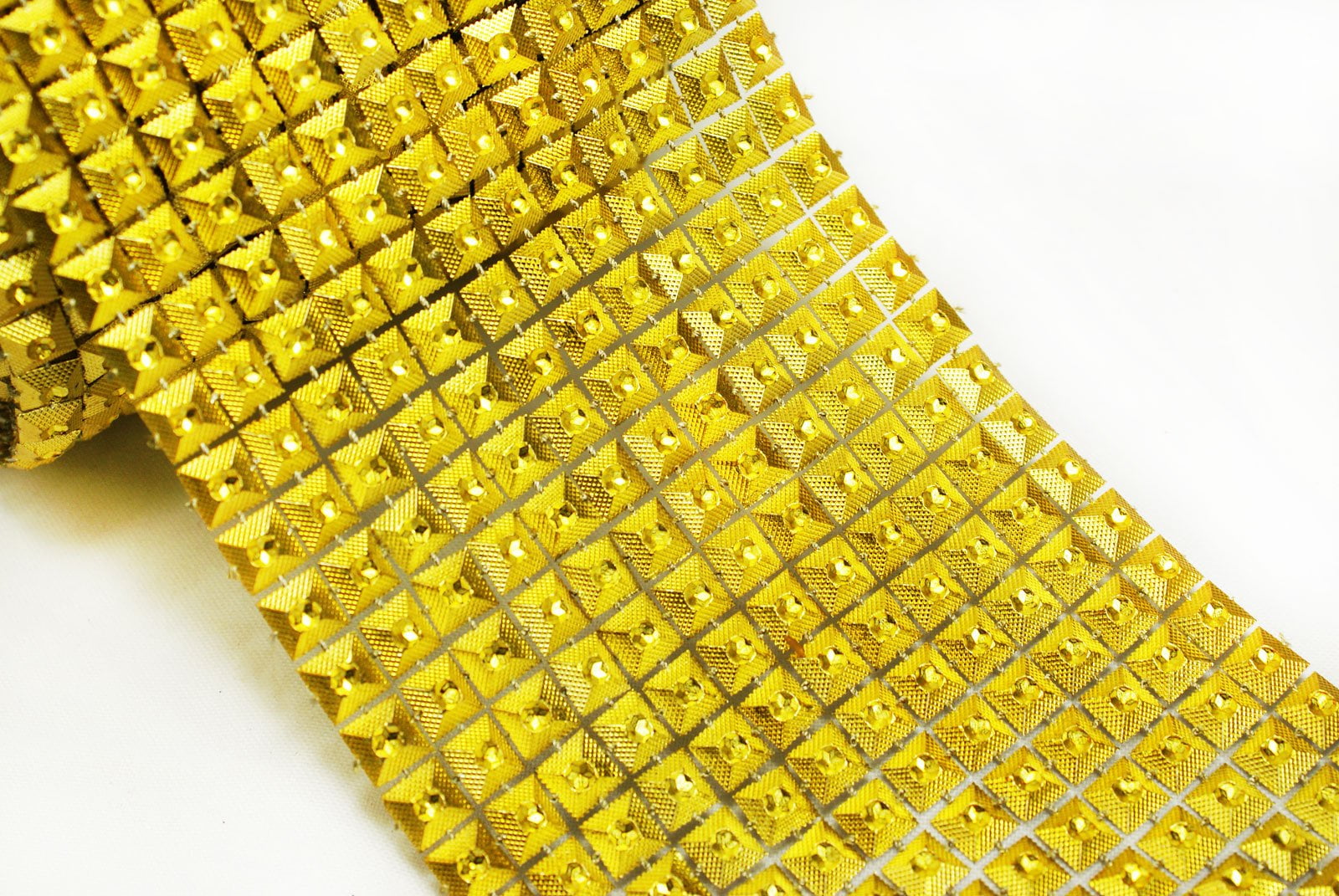 3.75" 3 Yards Diamond Square Mesh Wrap Rhinestone Sparkle Crystal Gold ...
