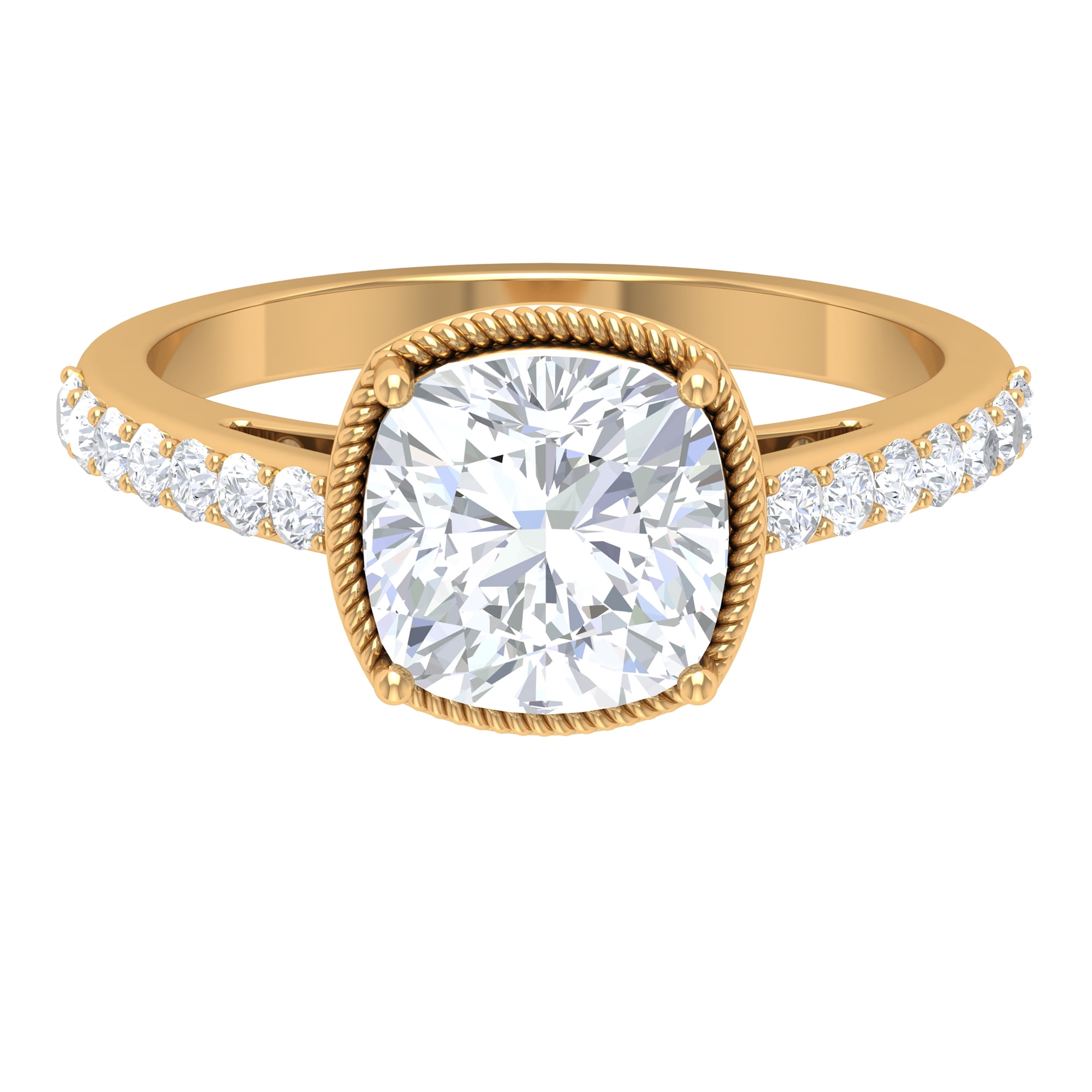 Rosec Jewels 3.75 CT Moissanite and Gold Rope Frame Solitaire Ring, Moissanite Solitaire Ring in ...