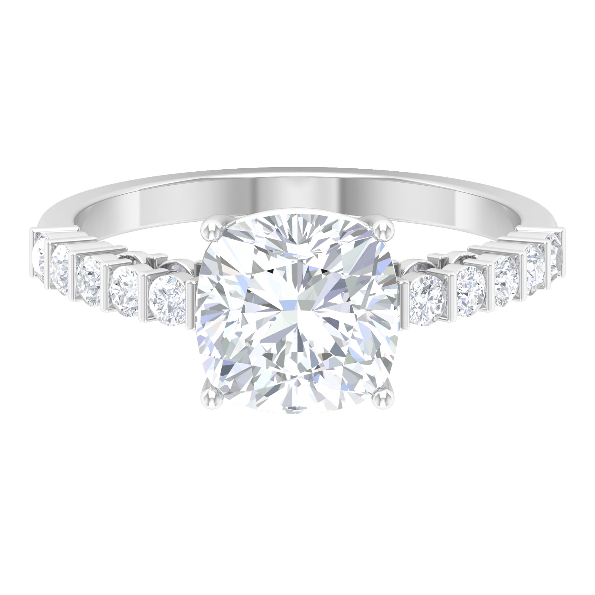 Rosec Jewels 3.75 CT Round and Cushion Cut Moissanite Ring for Women, Moissanite Solitaire ...