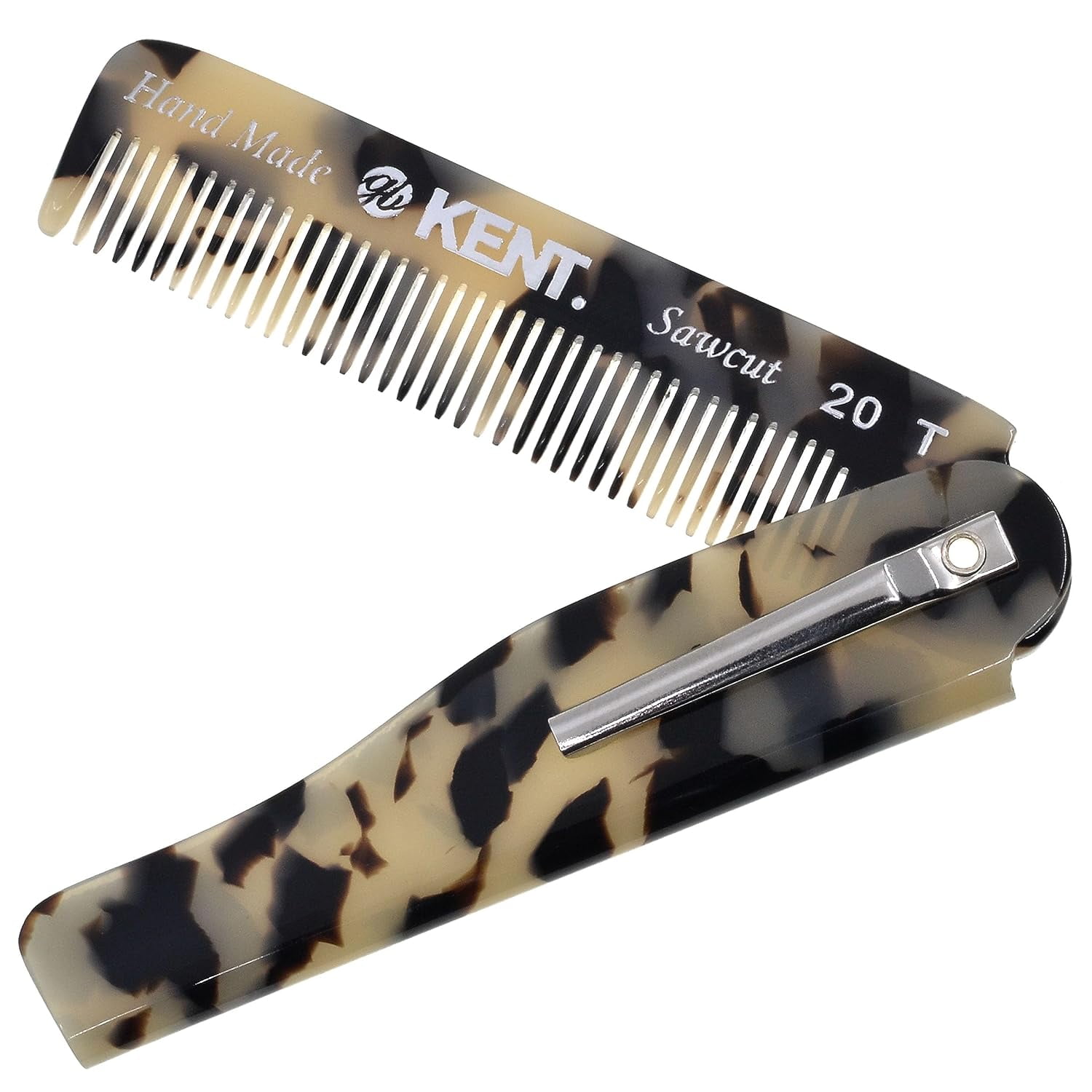 Kent 20T Handmade Folding Pocket Comb for Men, Fine Tooth Hair Comb Straightener for Everyday ...