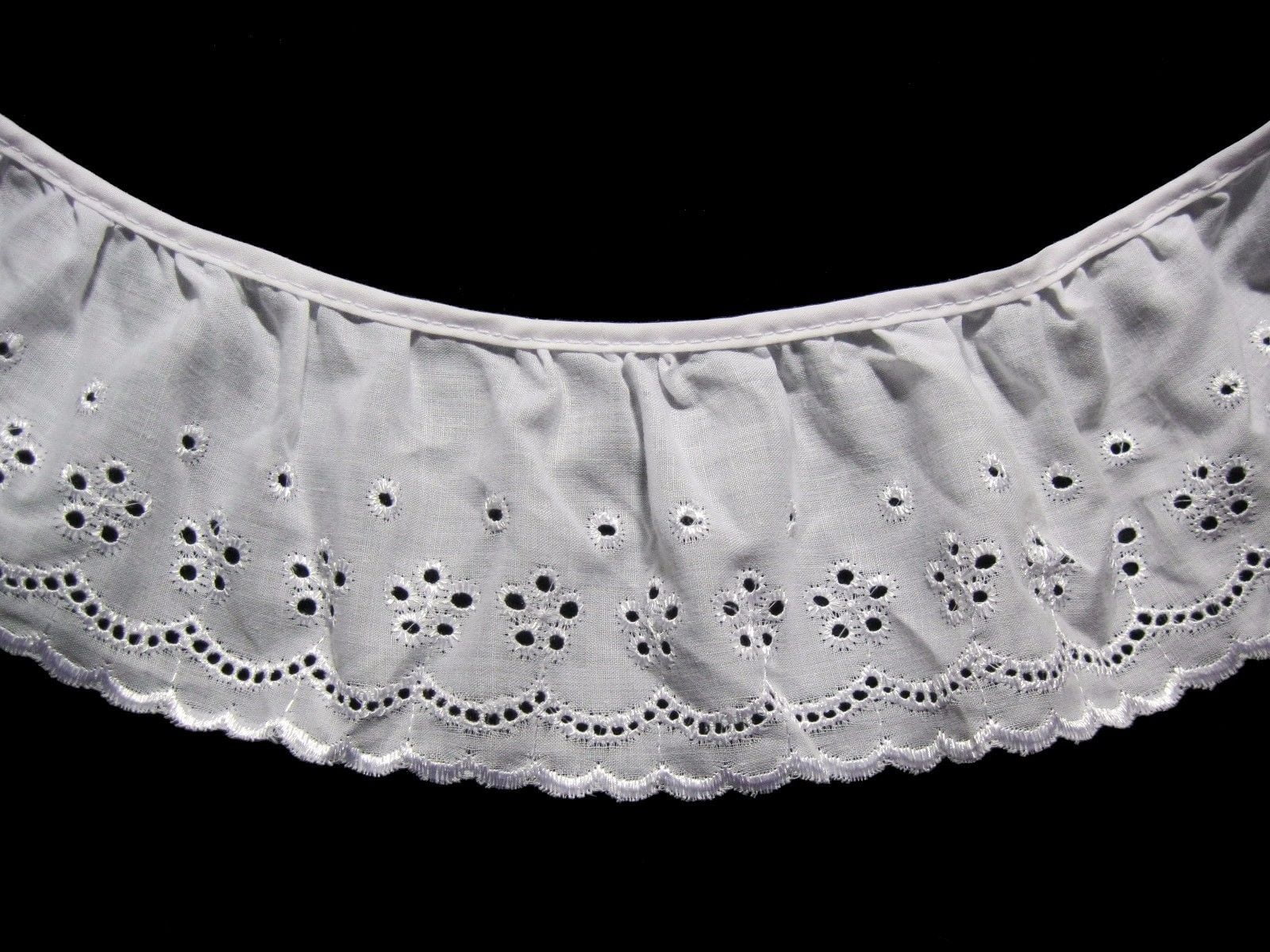 3.75" White Ruffle Cotton Eyelet Lace Trimming Crafts Sewing Supplies ...