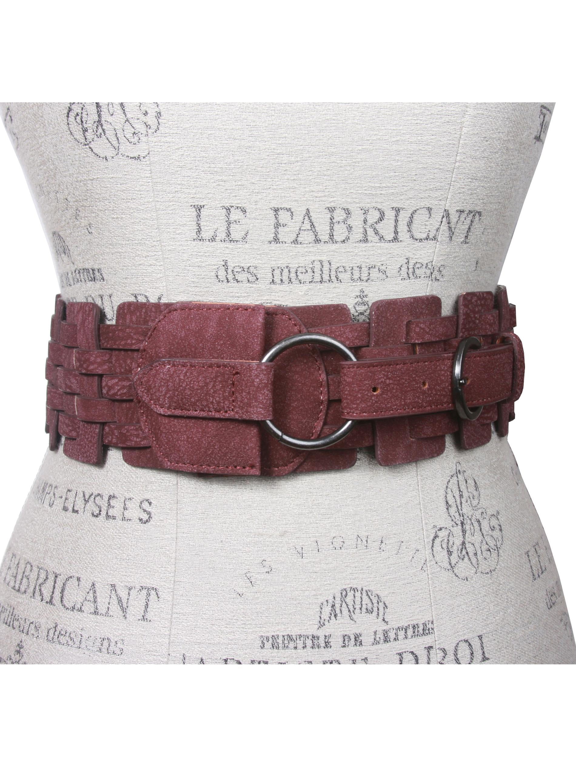 3" (75 mm) Wide High Waist Fashion Ring Fold Braided Stretch Belt ...