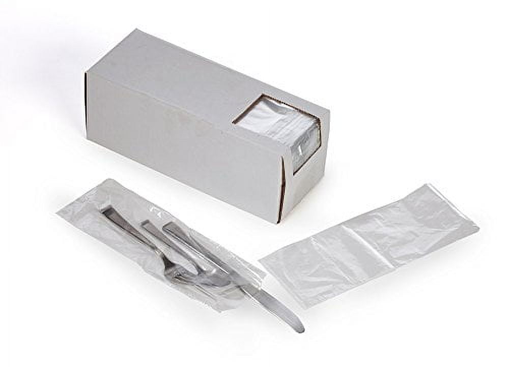 3.75" x 10" x .65 mil Clear Plastic Silverware Bags with Flip Top (Case ...