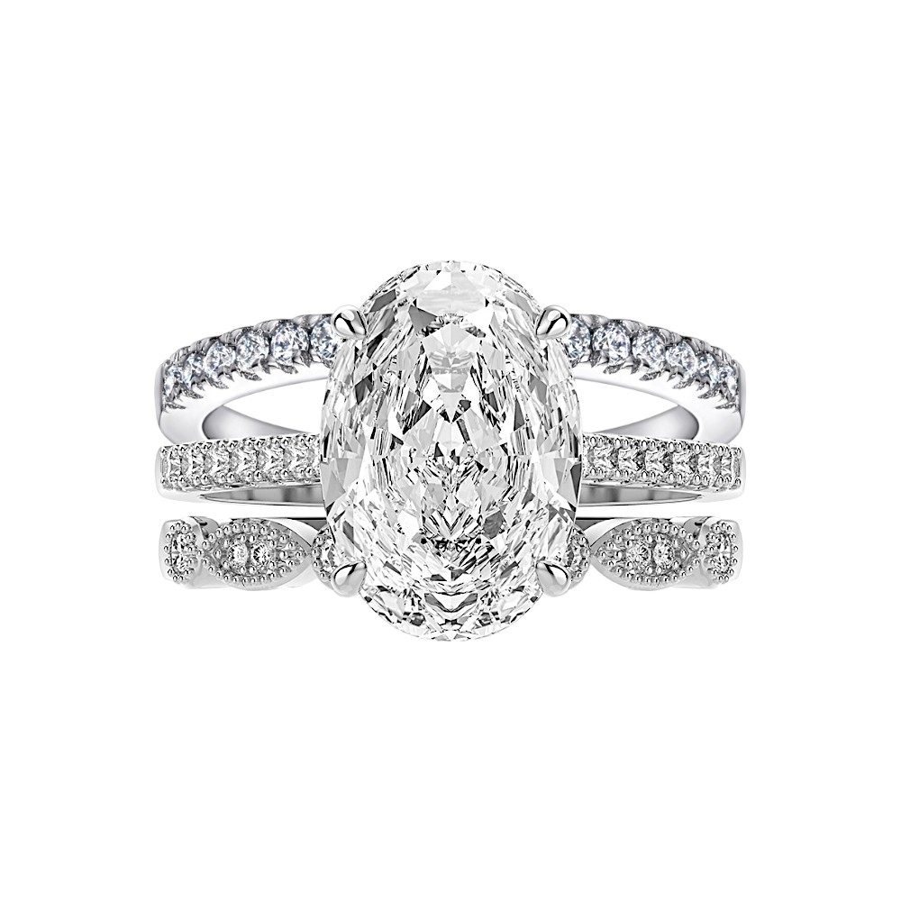 3.75CT Classic Oval Cut Wedding Ring Set, Bridal Rings, Engagement Rings, Sterling Silver ...