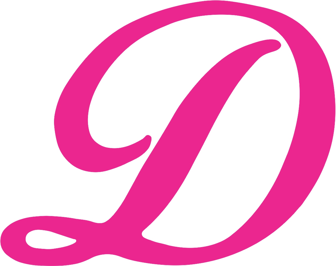 3.75in x 3in Pink Cursive D Monogram Sticker Fancy Vinyl Vehicle ...