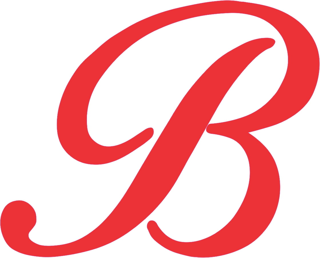 3.75in x 3in Red Cursive B Monogram Sticker Fancy Vinyl Vehicle ...