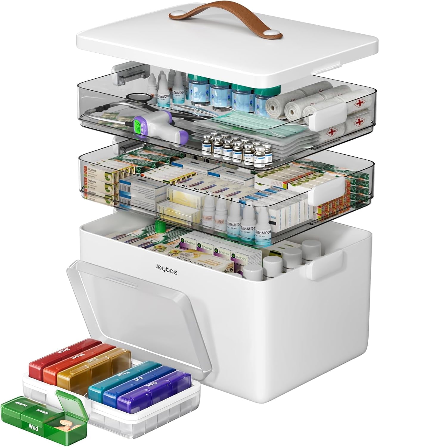 3+7Combo Set (3-Tier Medicine Organizer +7 Color Pill Case), Sunscreen ...