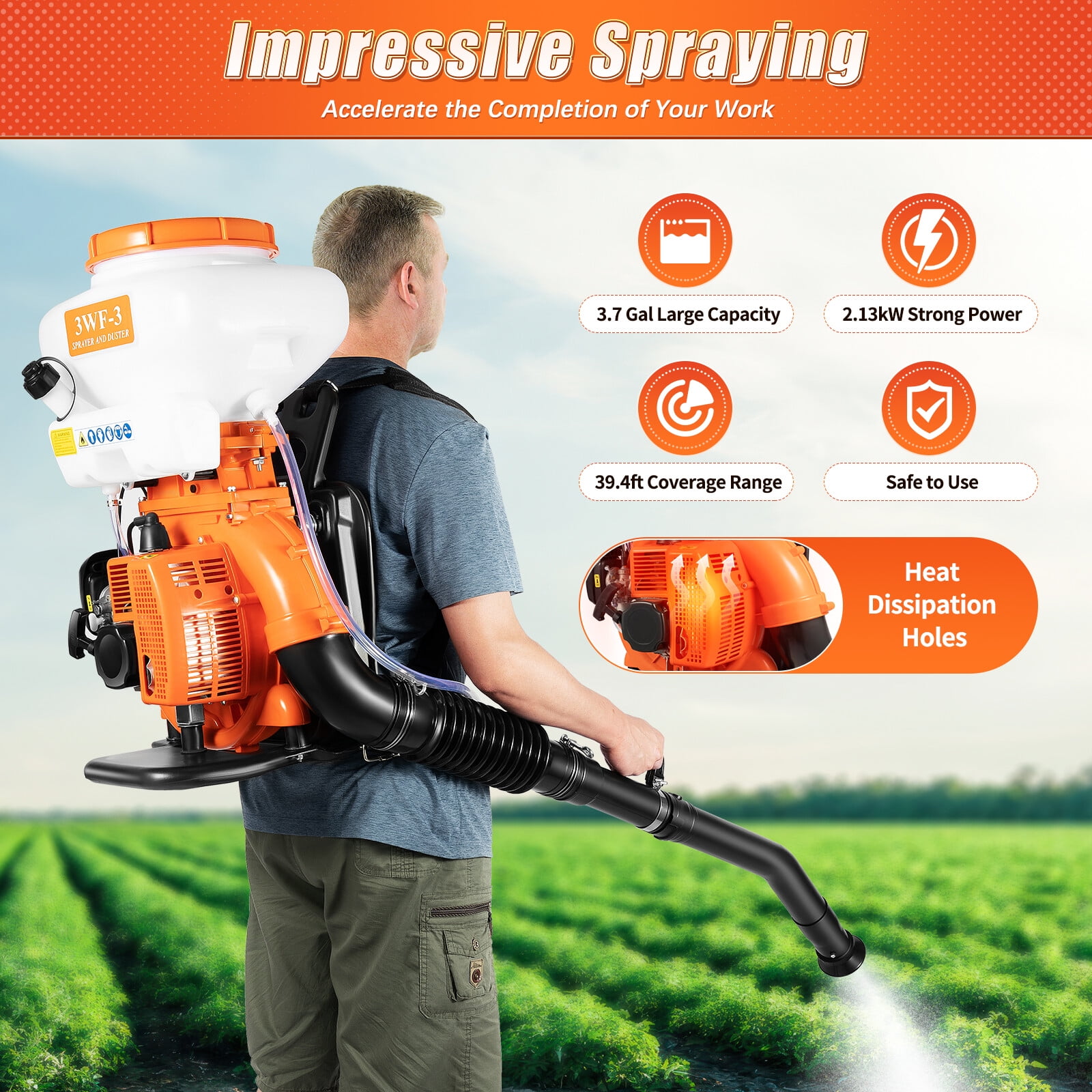 3.7Gal Backpack Agricultural Mist Duster Sprayer, Gasoline Powered Garden Blower - Walmart.com