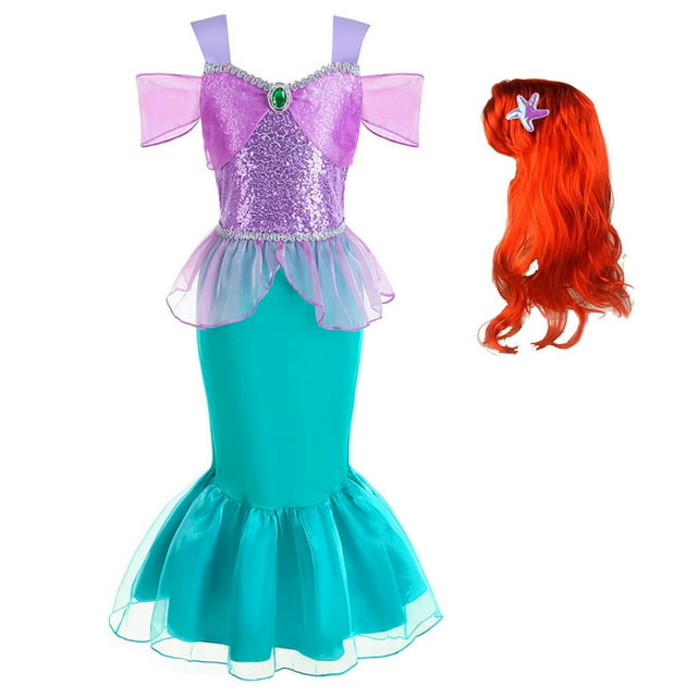 3 7t Girls Ariel Mermaid Off Shoulder Sequin Dress Princess Party