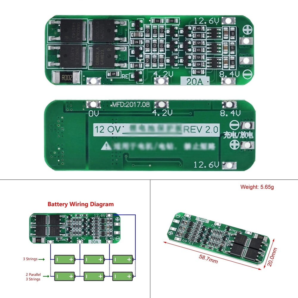 3 7V 3S Lithium Battery Charger Pcb Protection Board With Recovery ...