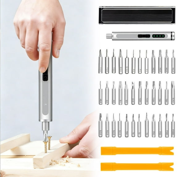 3.7V Black Mini Electric Screwdriver,Cordless Precision Screwdriver Set ...