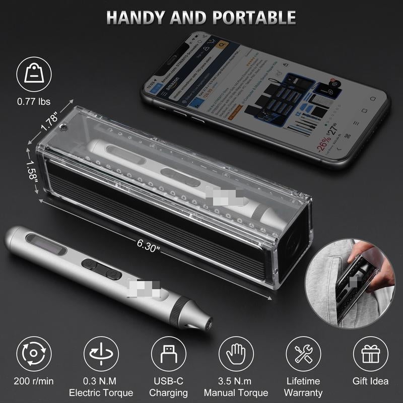 3.7V Mini Electric Screwdriver, 42-in-1 Precision Electric Screwdriver ...
