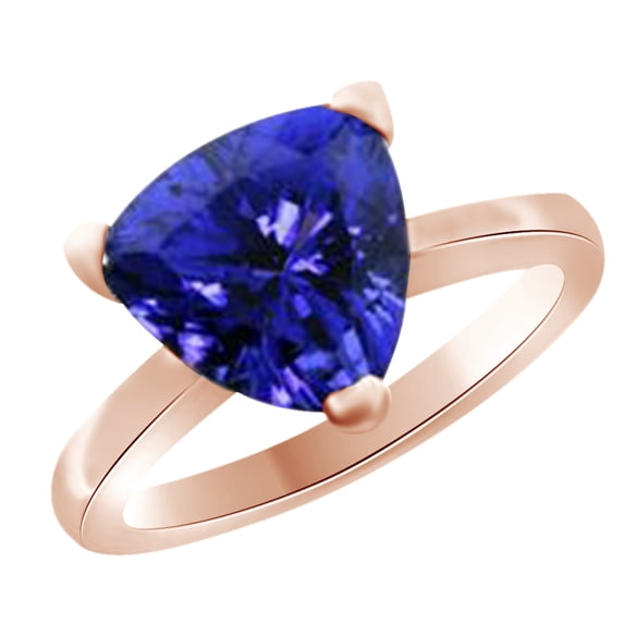AFFY (3.7ct) Trillion Cut Simulated Tanzanite Solitaire Engagement Ring ...