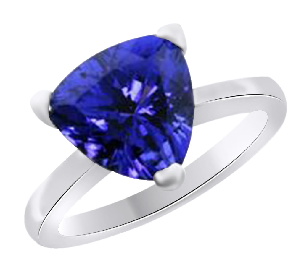 AFFY (3.7ct) Trillion Cut Simulated Tanzanite Solitaire Engagement Ring ...