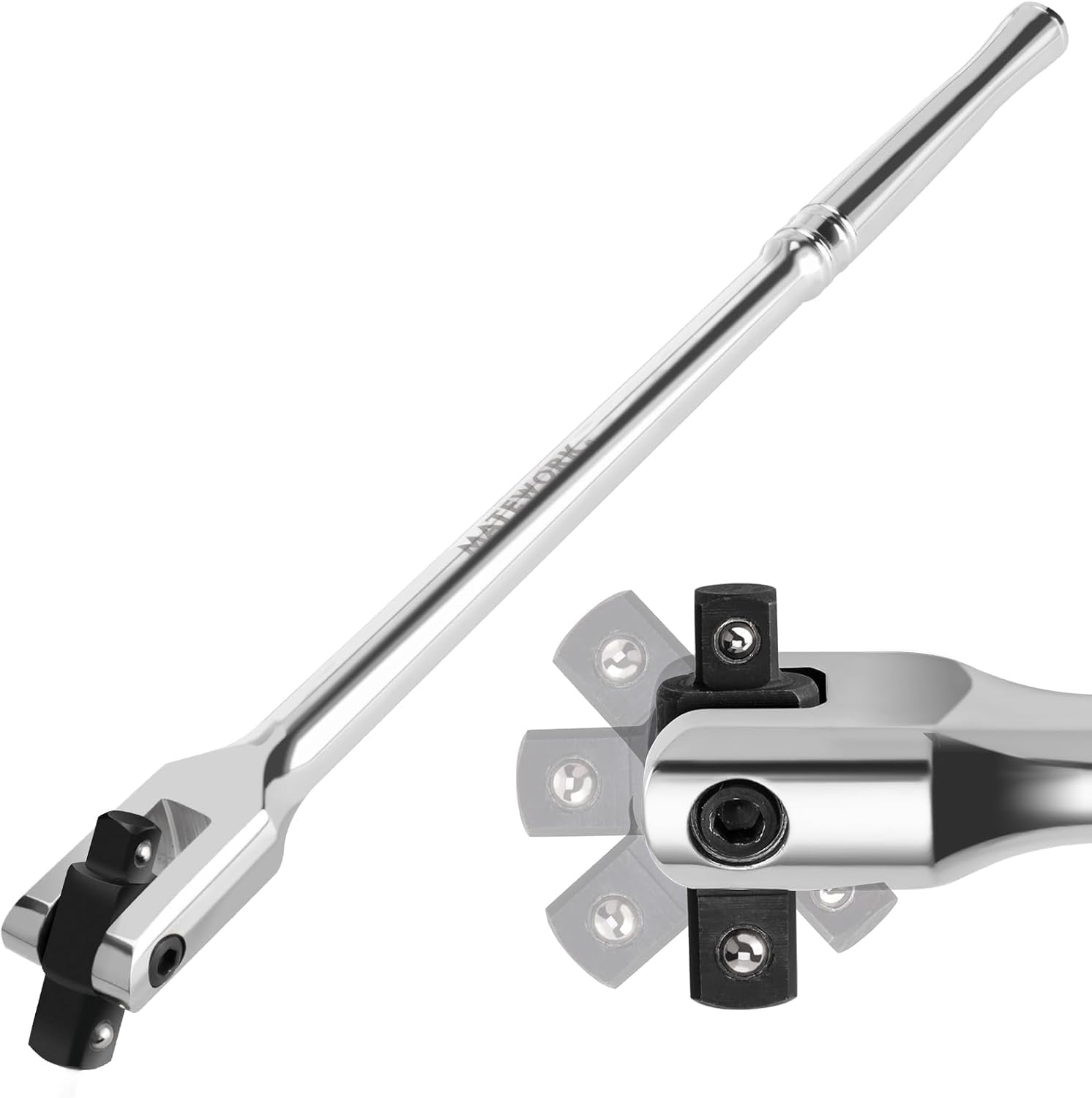 3/8" & 1/2" Drive Breaker Bar, 16-Inch Long Extension with 180-Degree ...
