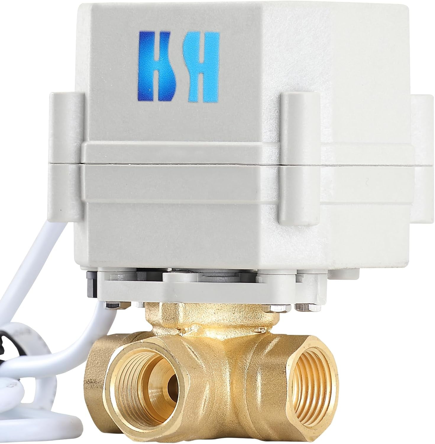 3/8" 110-230VAC Brass 3 Way L Type NPT Auto Return Position Feedback ...