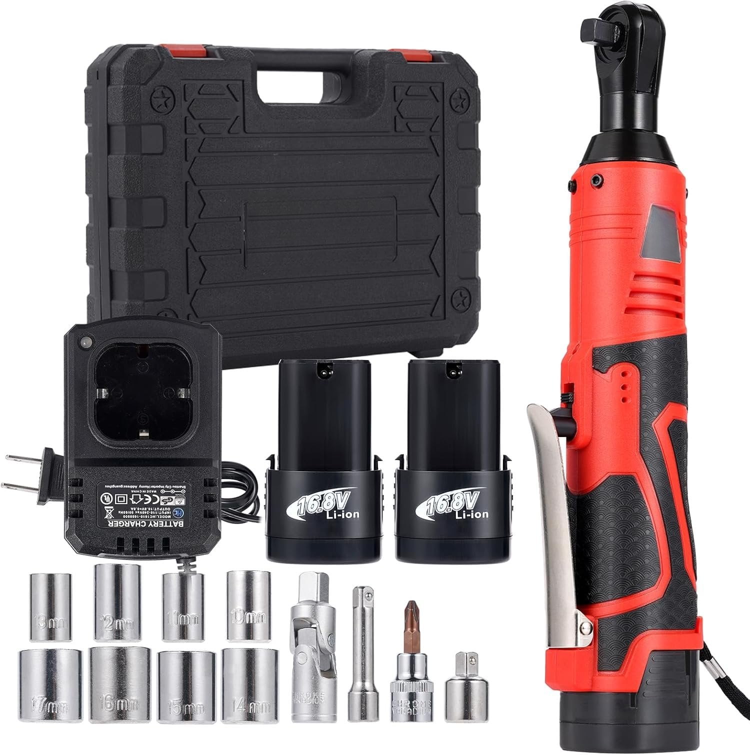 3/8" 16.8V Ratchet,Cordless Ratchet Tool Kit,40 Ft-lbs,280 RPM,Equipped ...