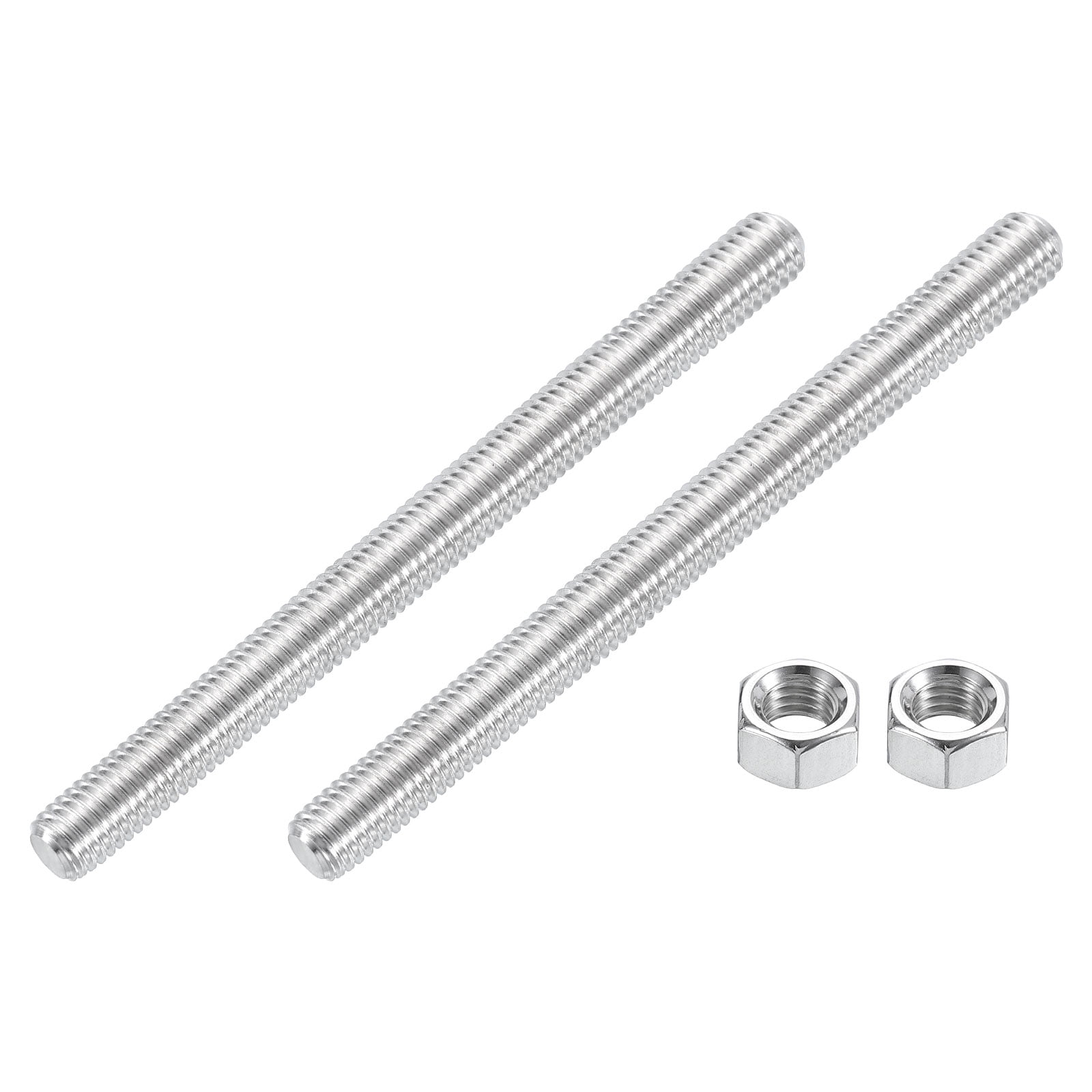 3/8"-16 Fully Threaded Rod, 2Pcs 304 Stainless Steel 5" Long Threaded ...