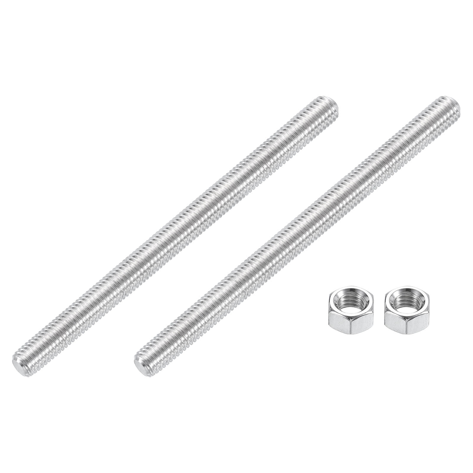 3/8"-16 Fully Threaded Rod, 2Pcs 304 Stainless Steel 6" Long Threaded ...