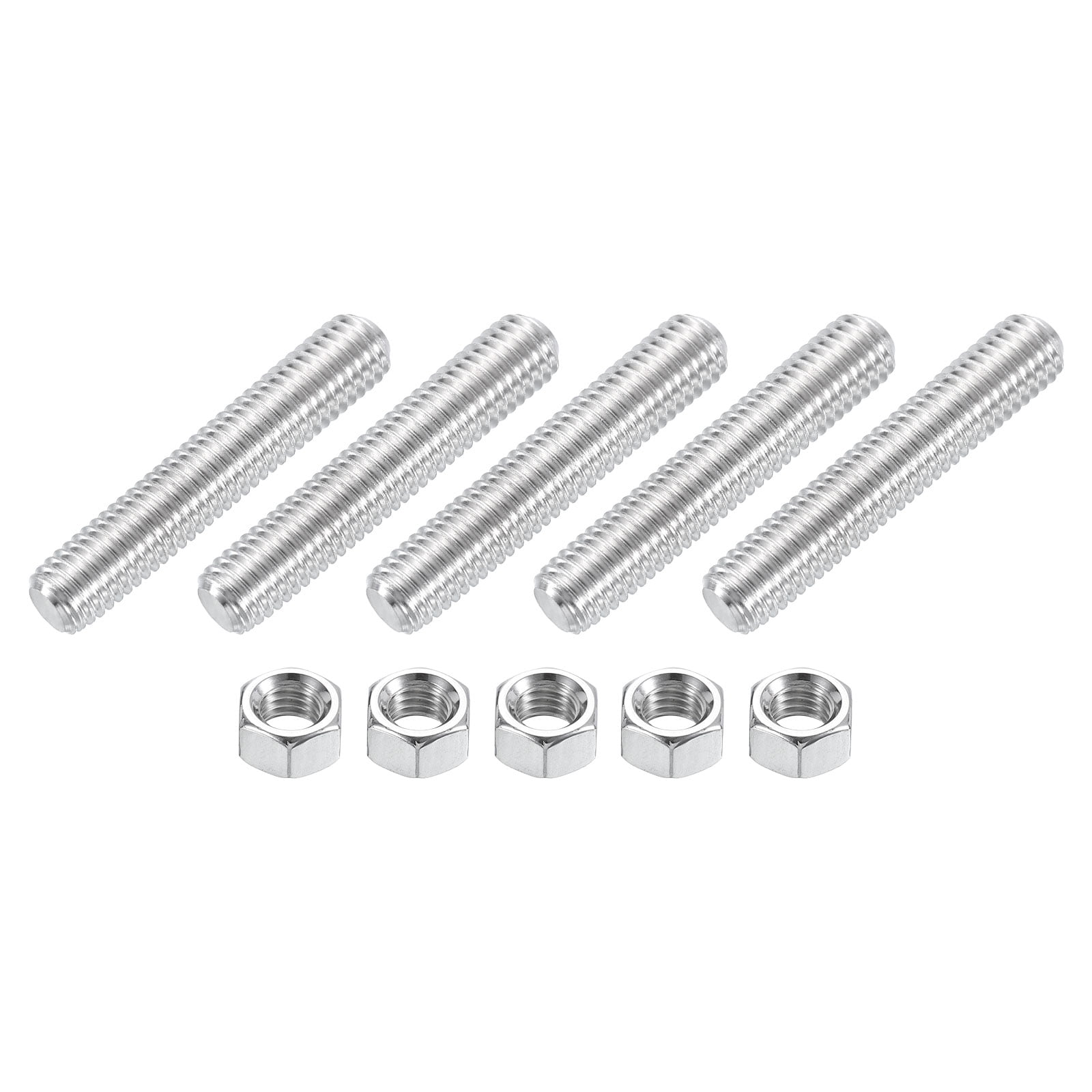 3/8"-16 Fully Threaded Rod, 5Pcs 304 Stainless Steel 2.4" Long Threaded ...