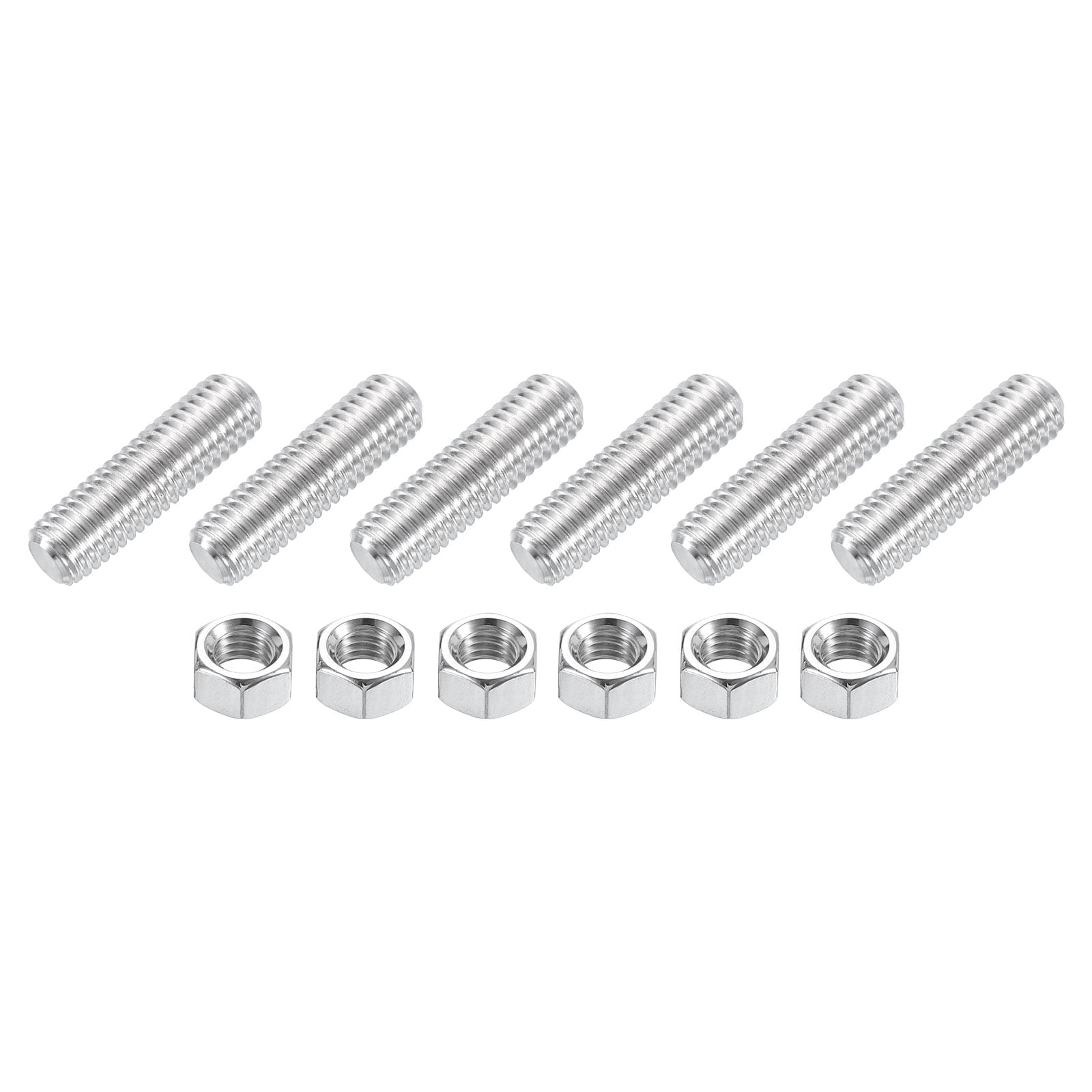 3/8"-16 Fully Threaded Rod, 6Pack 304 Stainless Steel 1.6" Long ...