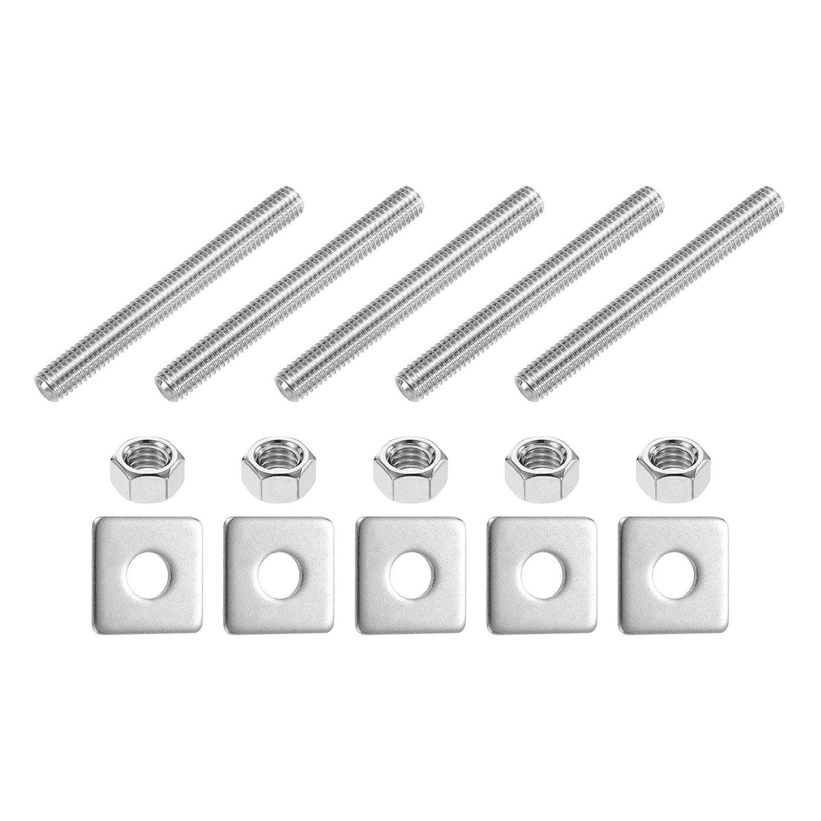 3/8"-16 UNC Fully Threaded Rod, 5Pack 304 Stainless Steel 3.5" Screw ...