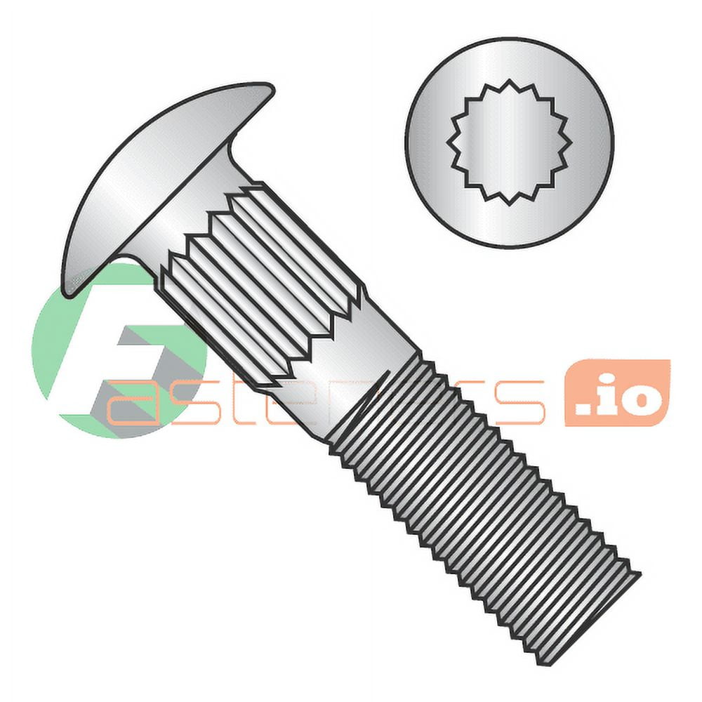 3/8-16 x 1" Ribbed Neck Carriage Bolts / 18-8 Stainless Steel (Quantity ...