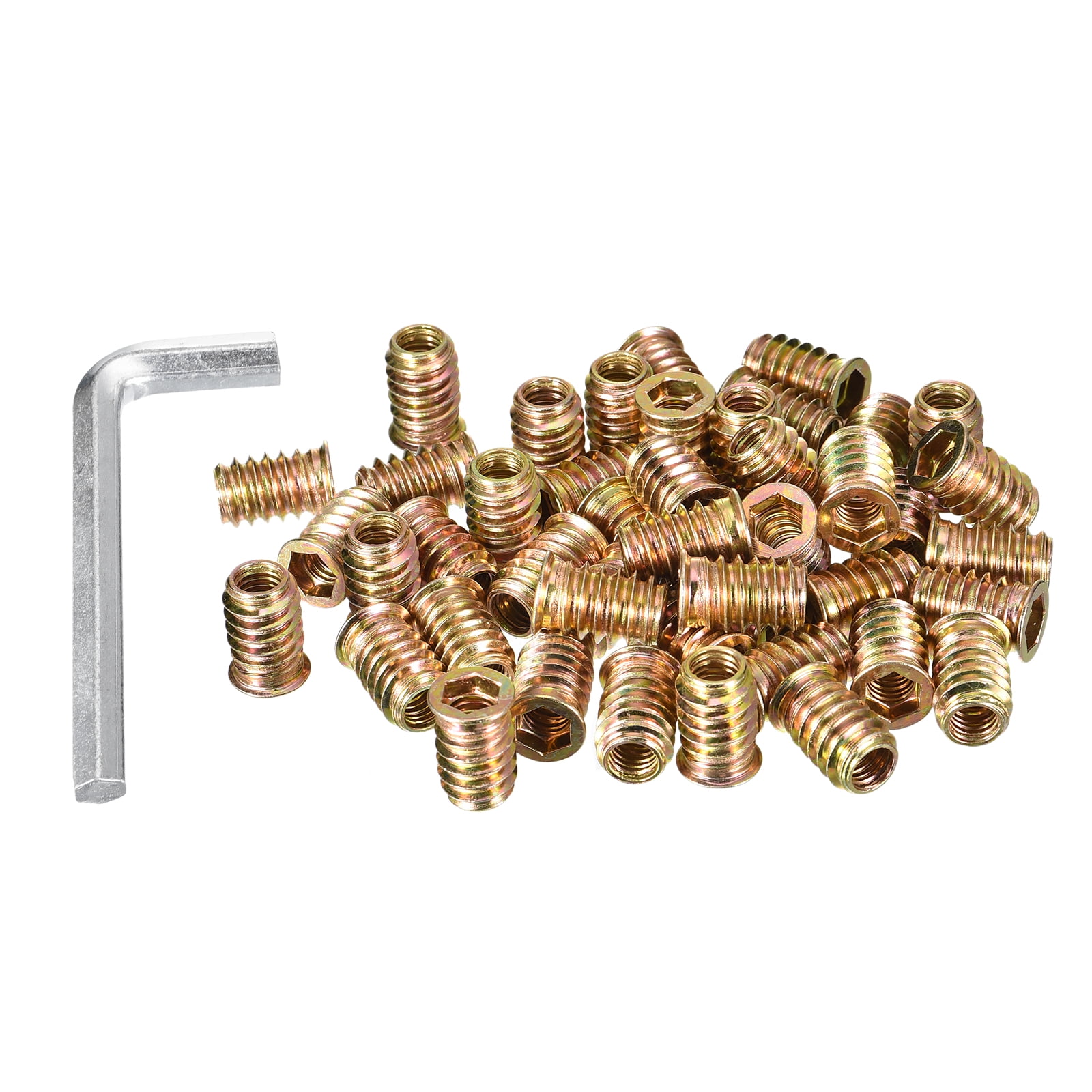 3/8-16 x 25mm Threaded Inserts Nuts, 100 Pack Wood Insert Nuts with Hex ...