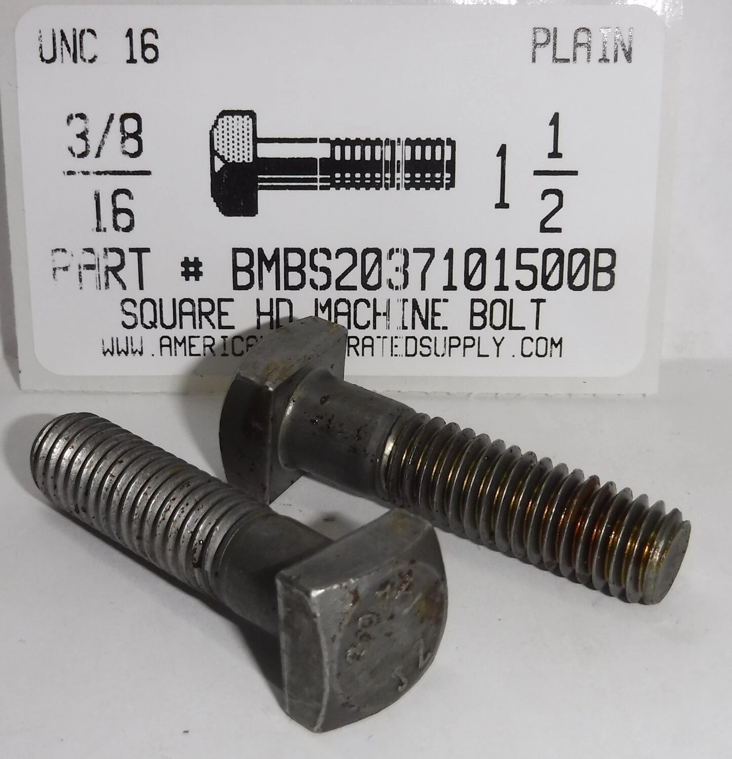 3/8-16X1-1/2 Square Head Machine Bolts Steel Plain (10) - Walmart.com