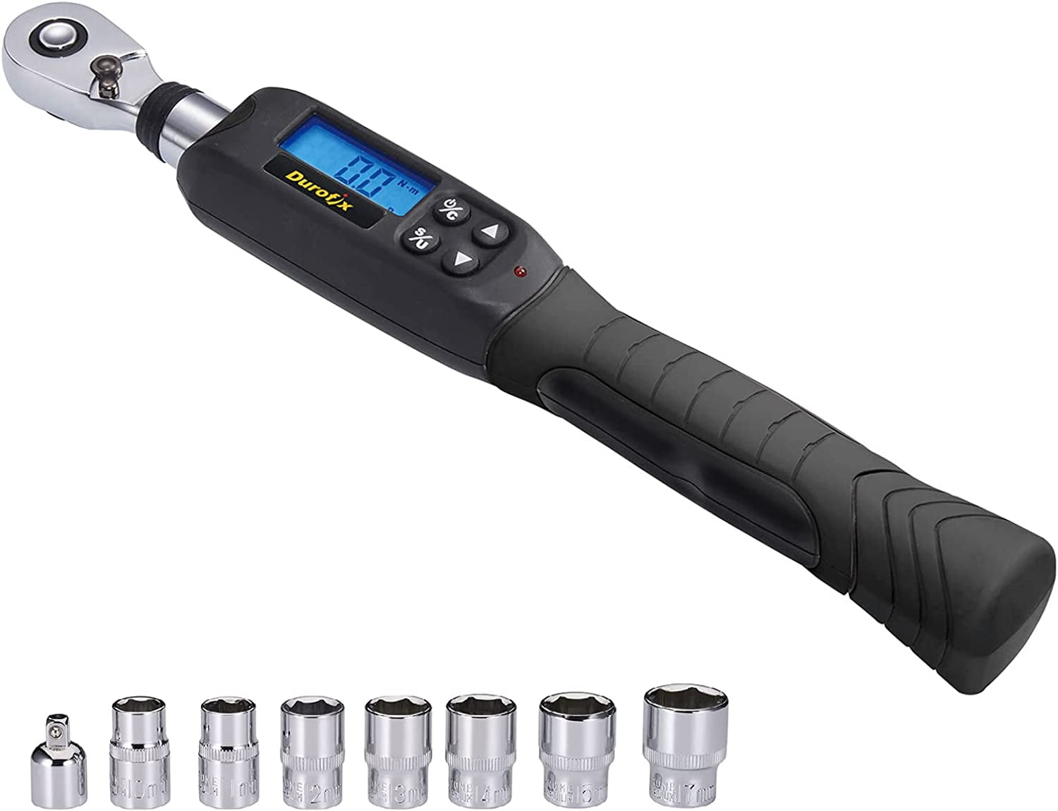 3/8” (3.7 to 37 ft-lbs.) Digital Torque Wrench Kit with Sockets, Buzzer & LED Flash Notification ...