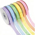 3/8" 6 Colors X 10 Yards Light Rainbow Check Satin Ribbon,60 Yards ...