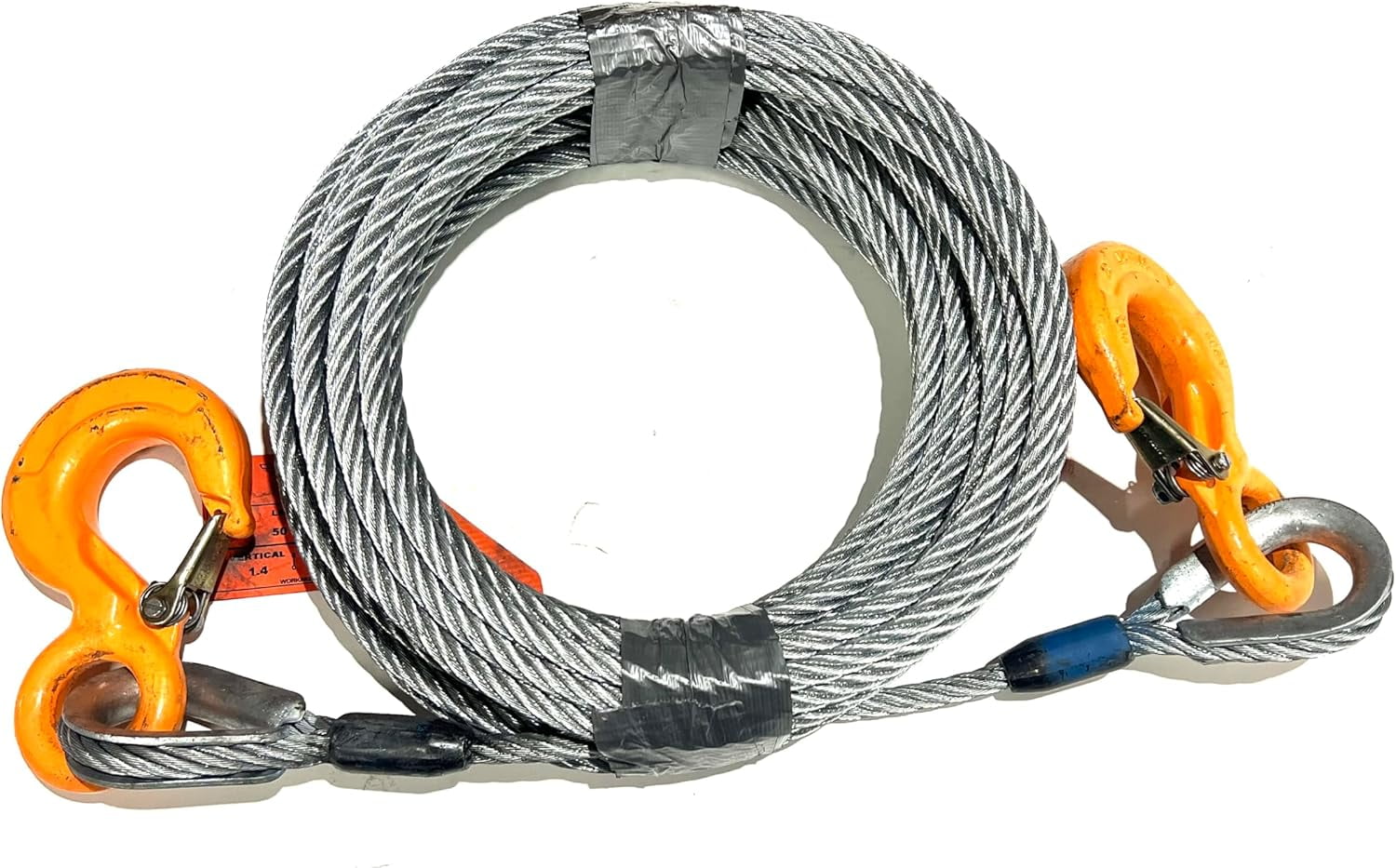 3/8", 7x19, Galvanized Steel Tow Cable, 14400 lb Breaking Strength (50 ...