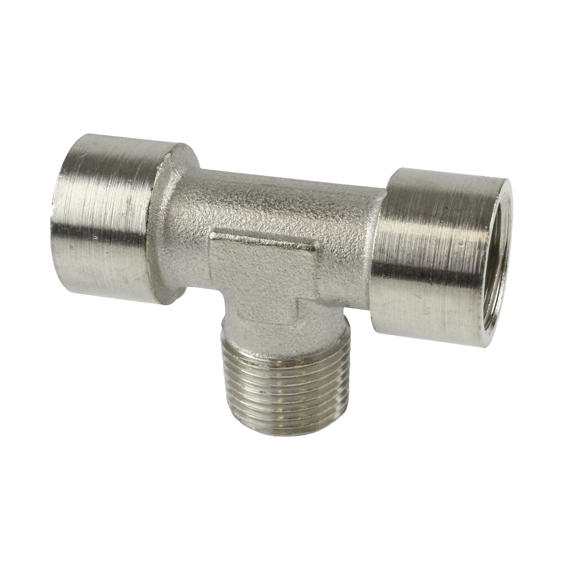 3/8" BSP Tee Piece Fitting Air / Hydraulic Line Female-Male-Female ...